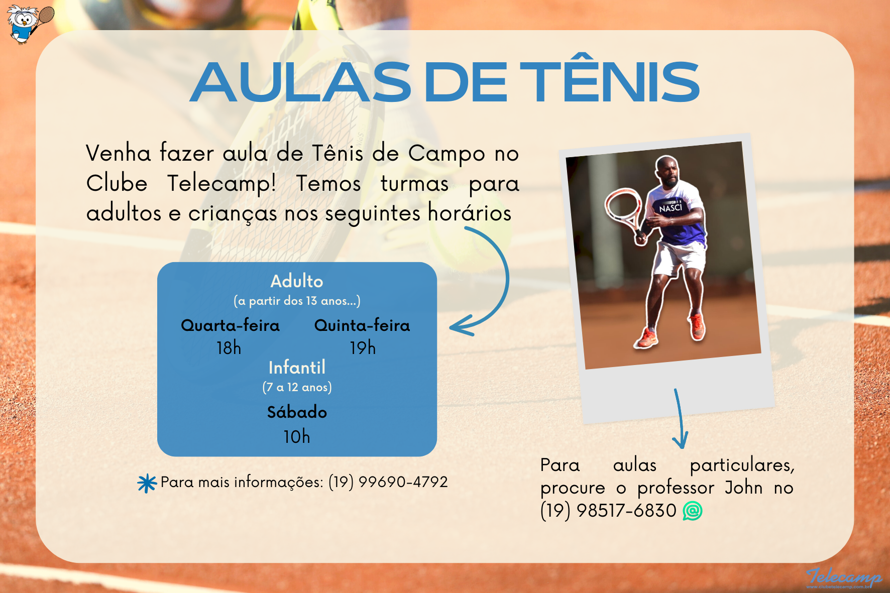 Aulas de Tênis de Campo no clube - Clube Telecamp Aulas de Tênis de Campo no clube - Clube Telecamp